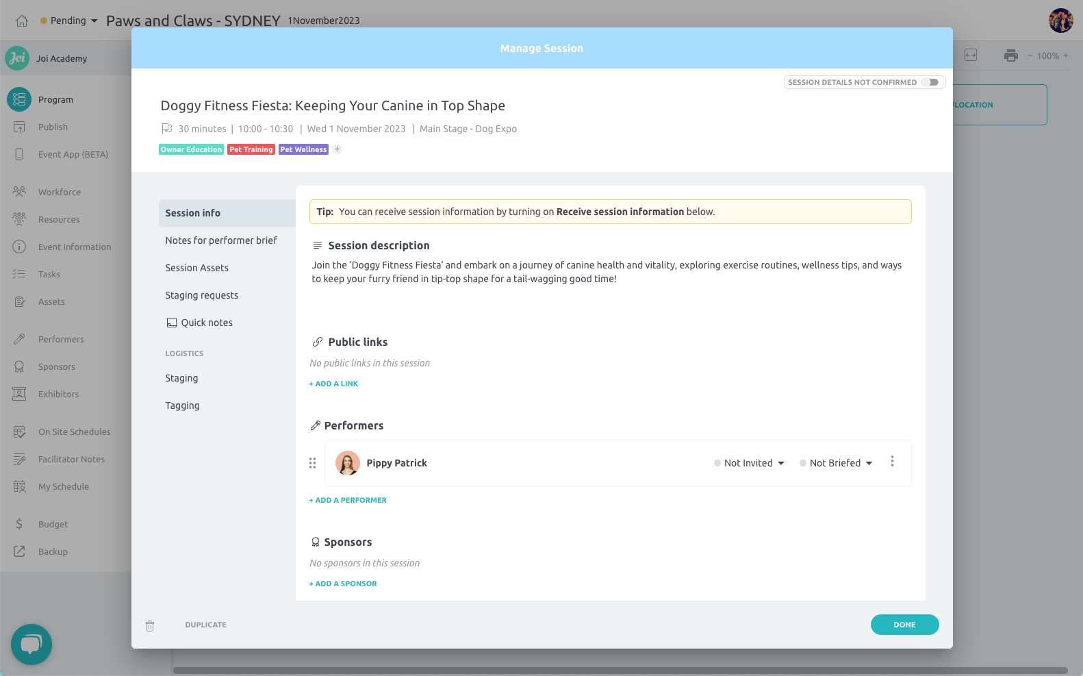 Joi Program Builder - Best tool for event planners to build a program